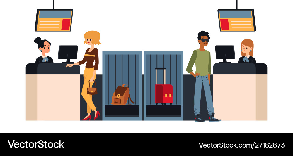 Travel flight check in counters airport Royalty Free Vector