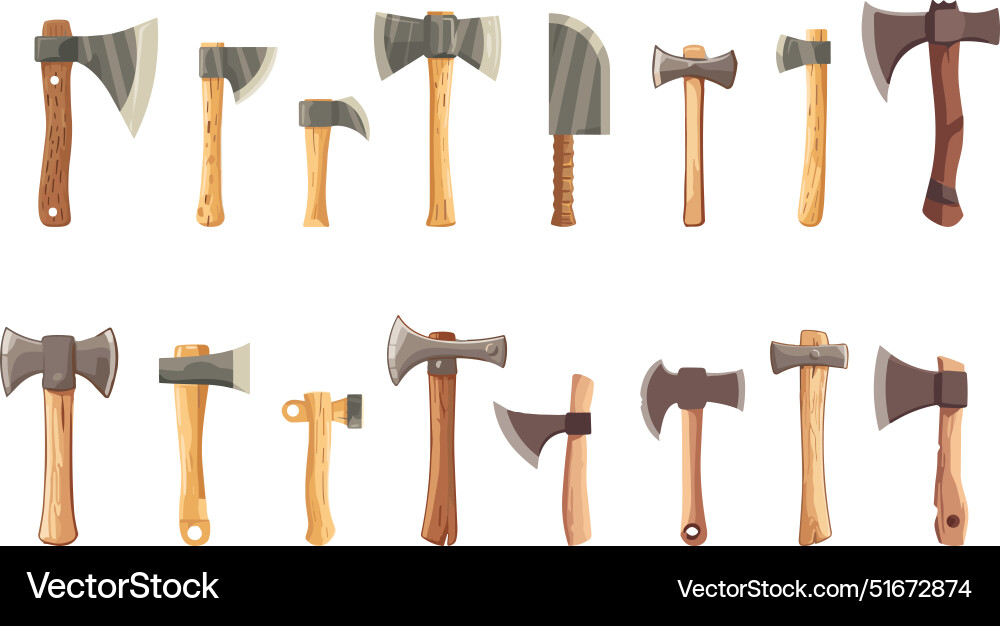 Axe set woodworking or lumberjack tools wood Vector Image