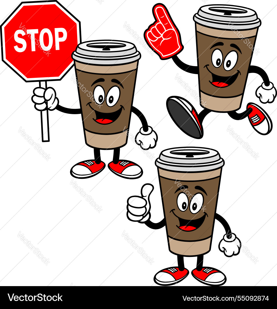 Coffee character set 03 Royalty Free Vector Image