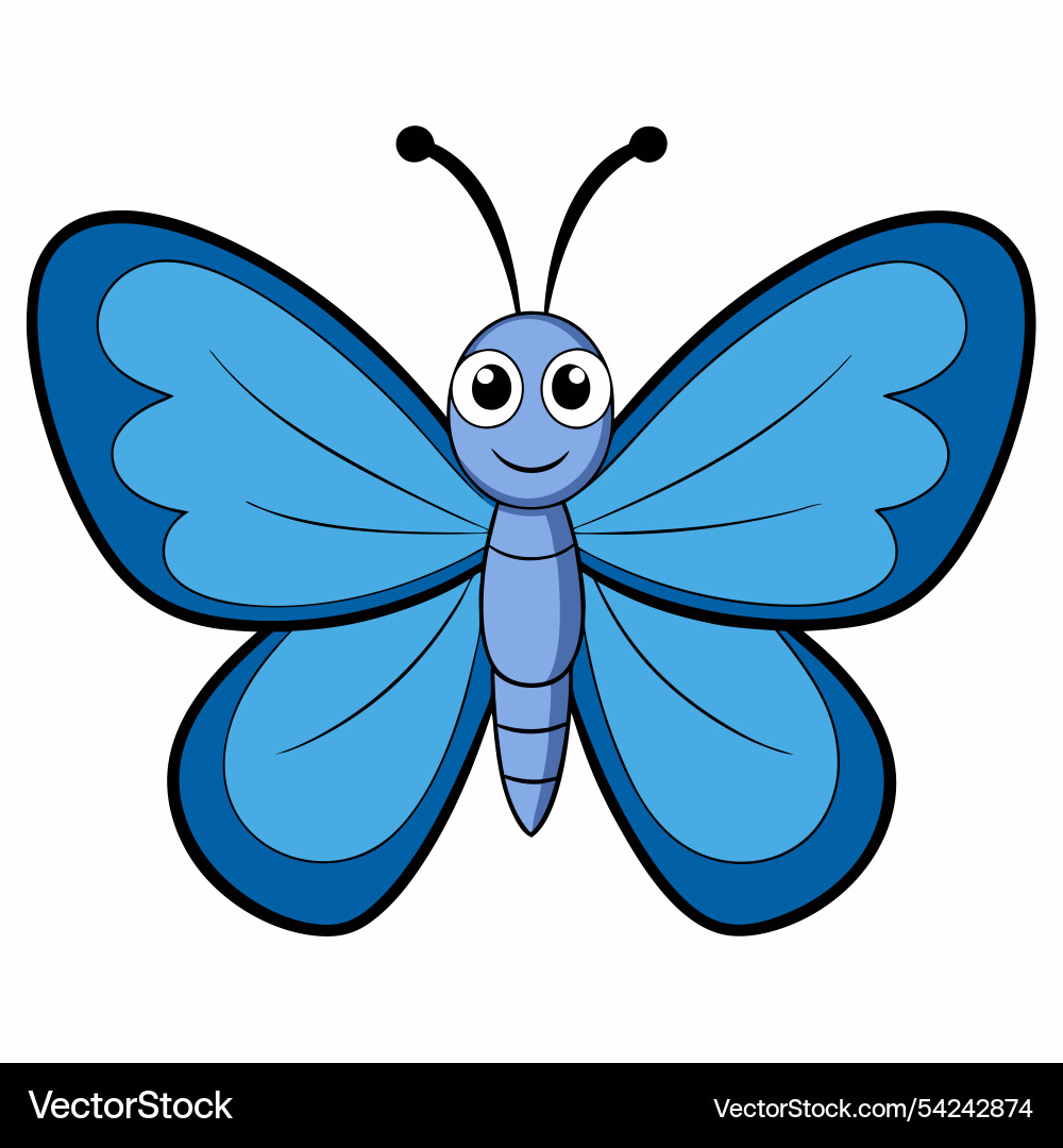 Common blue butterfly on a white background Vector Image