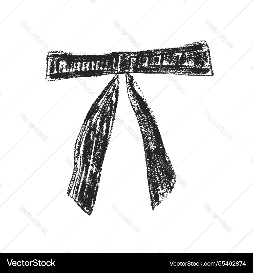 Crayon bow ribbon chalk drawing band black Vector Image