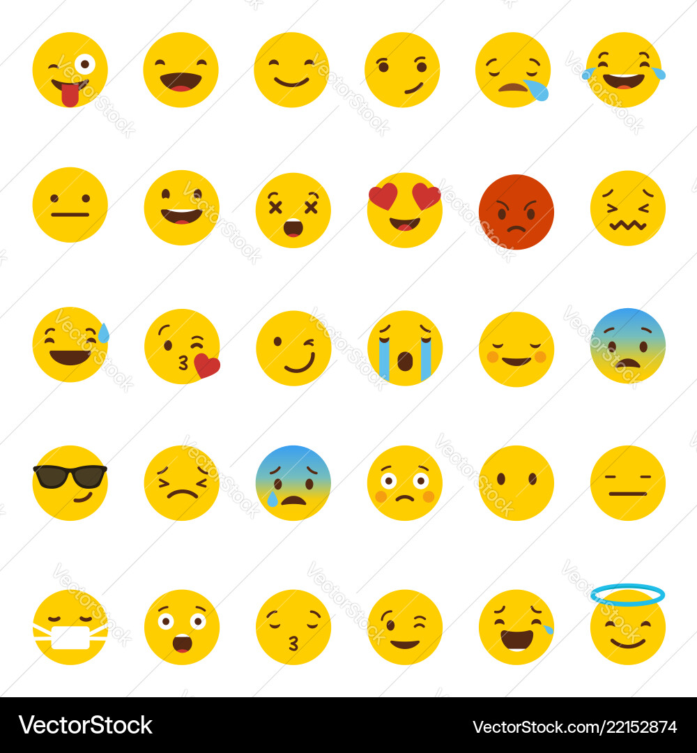 Emoji icons set Royalty Free Vector Image - VectorStock