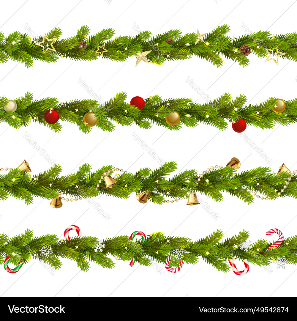 Fir branches lines set 1 Royalty Free Vector Image