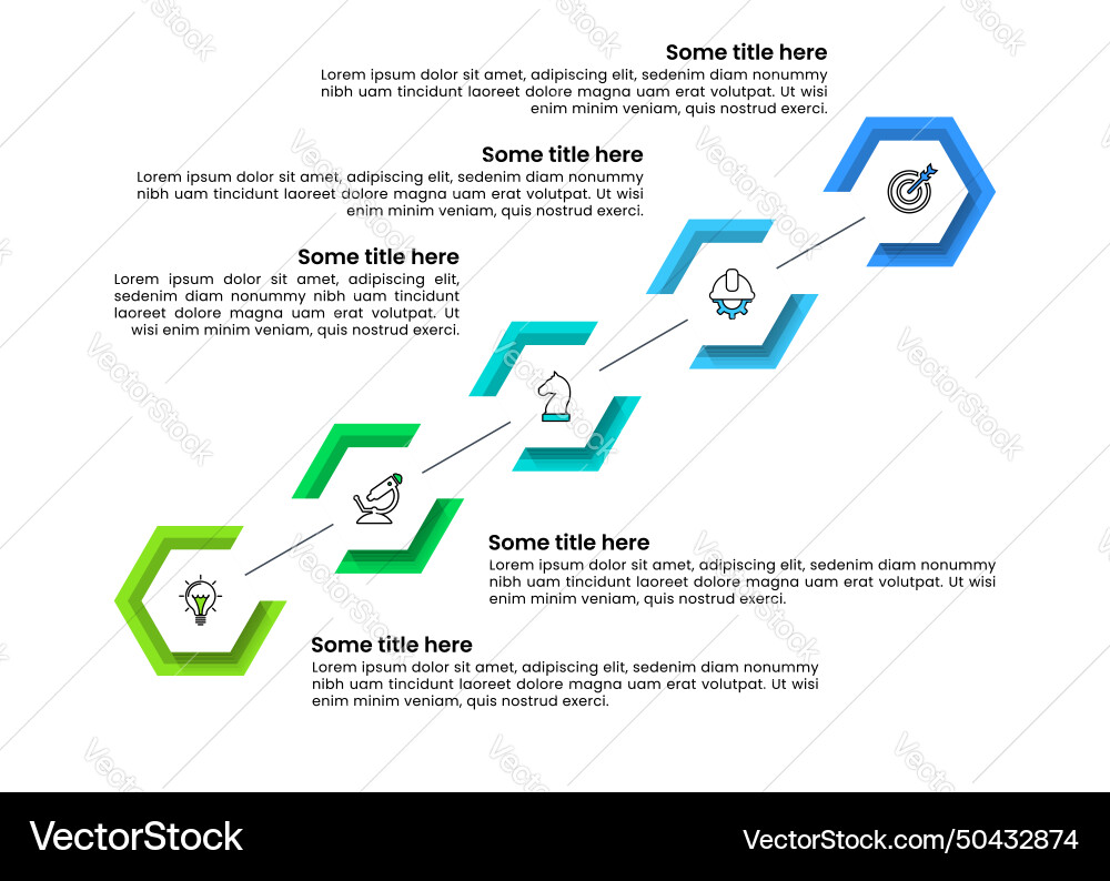 Infographic template line with 5 hexagons Vector Image