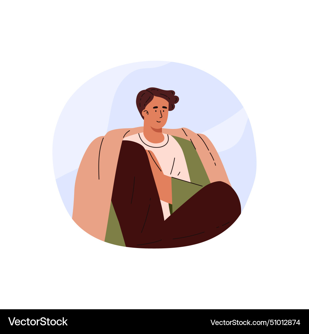Person relaxing with blanket Royalty Free Vector Image