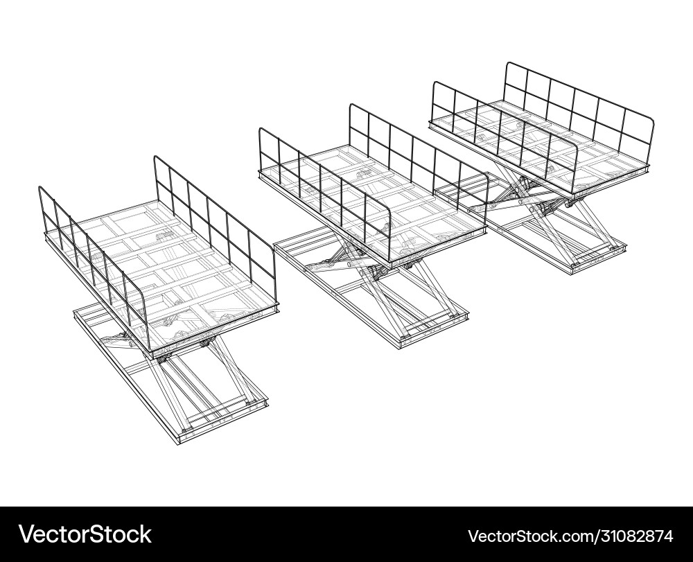 Scissors lift concept outline Royalty Free Vector Image