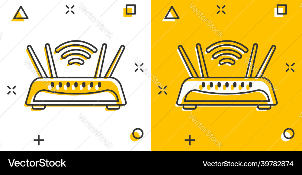 Wifi router icon in comic style broadband cartoon Vector Image