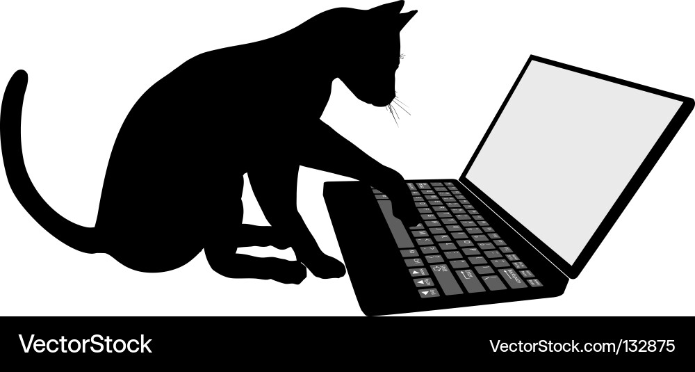 Cat on laptop Royalty Free Vector Image - VectorStock