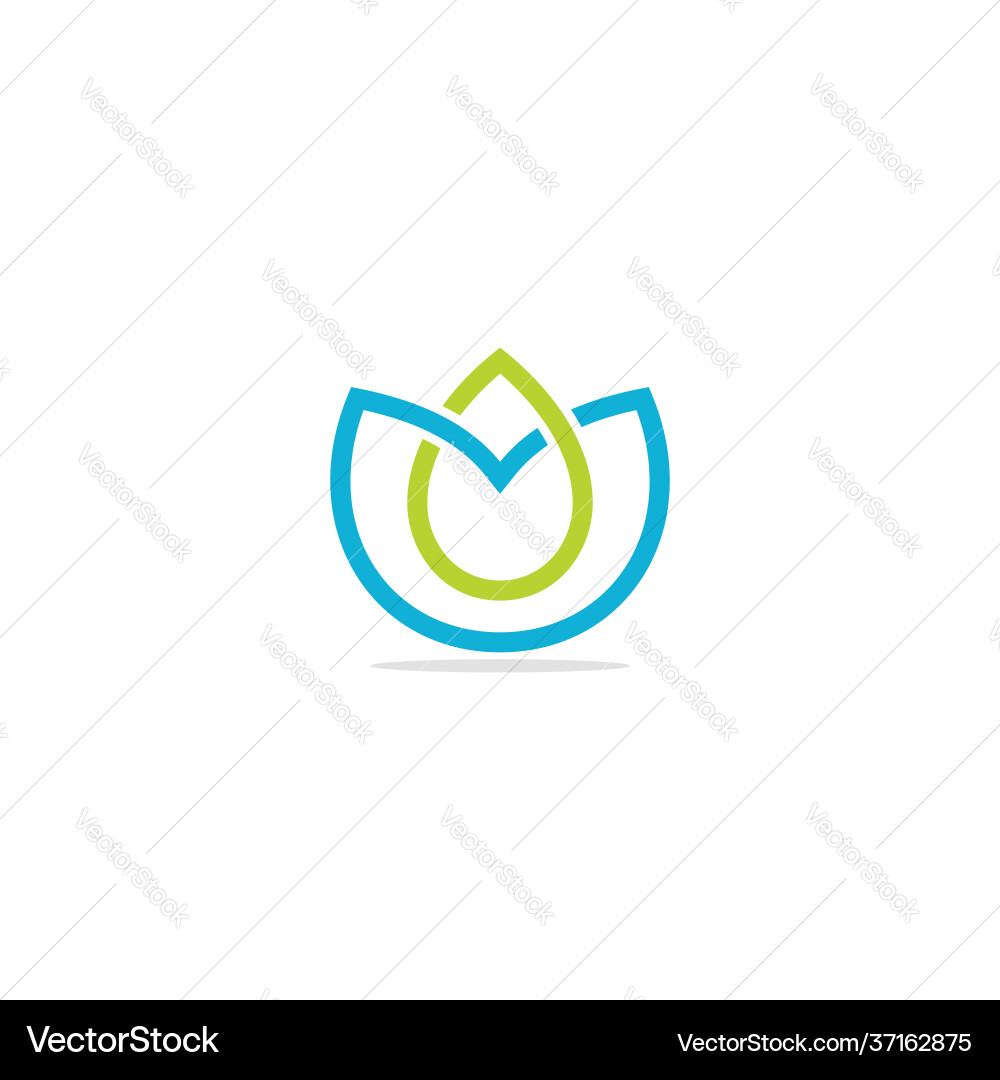 Eco leaf shape line bio logo Royalty Free Vector Image