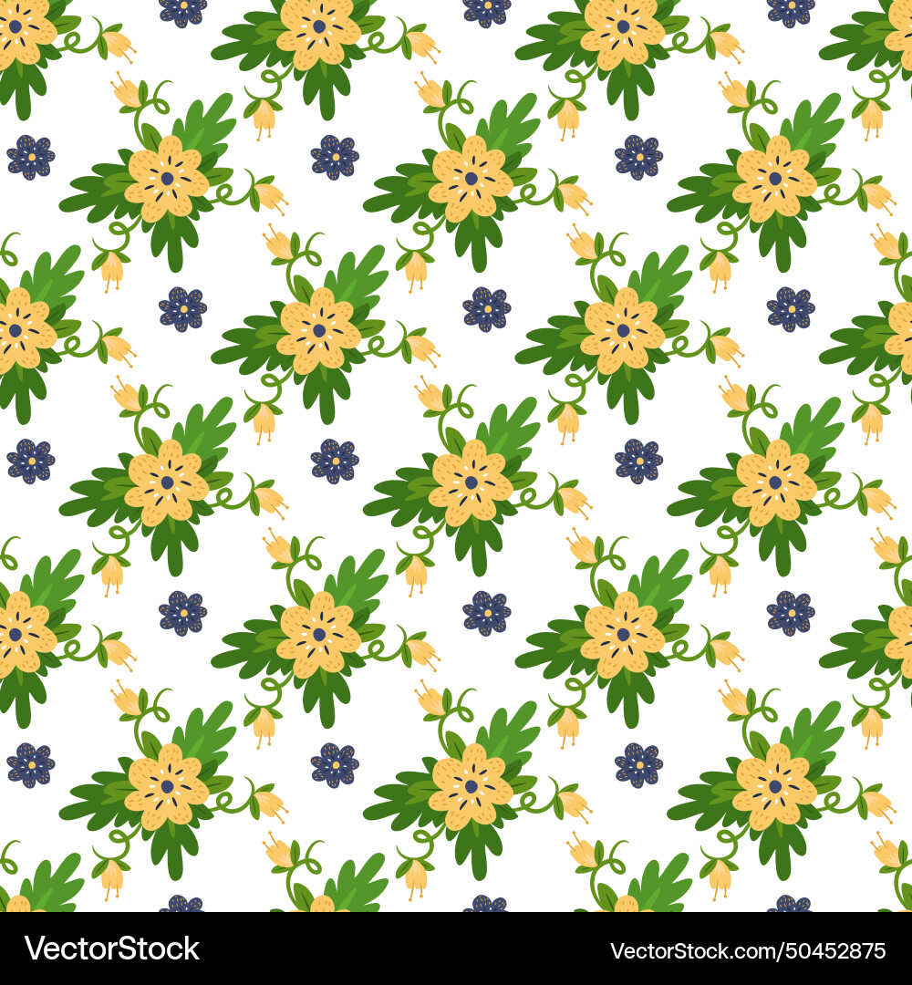 Free color hand drawn small flowers pattern Vector Image