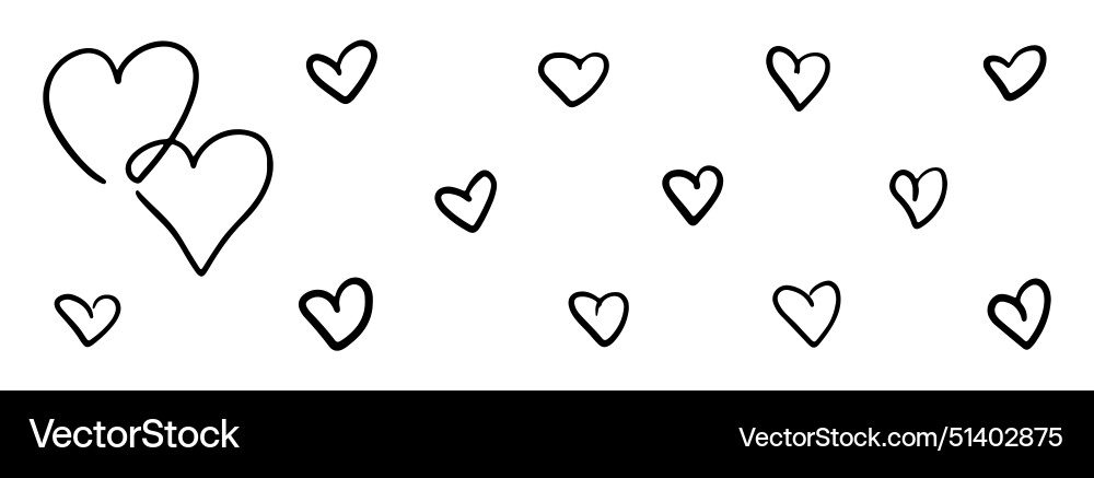 Hand-drawn heart outline pattern Royalty Free Vector Image