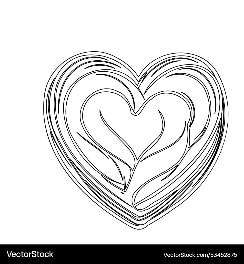 Heart shaped cake outline sketch Royalty Free Vector Image