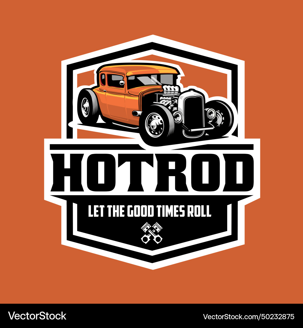 Hotrod emblem badge ready made logo Royalty Free Vector