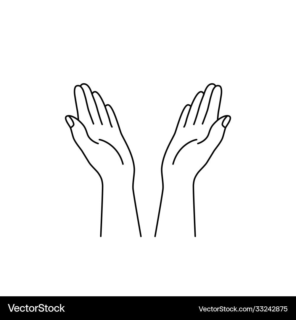 Linear hands raised up icon Royalty Free Vector Image