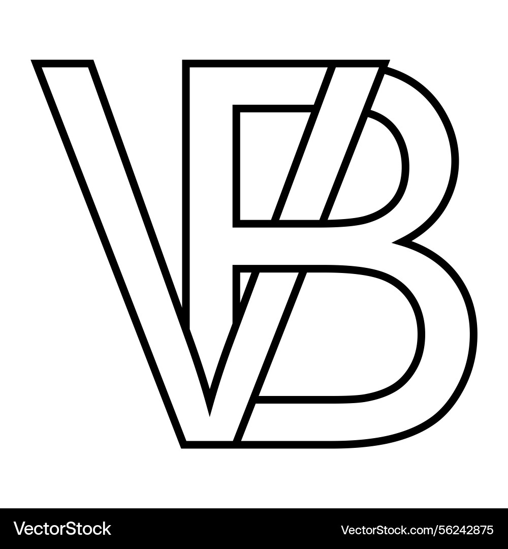 Logo sign vb bv icon double letters logotype v b Vector Image