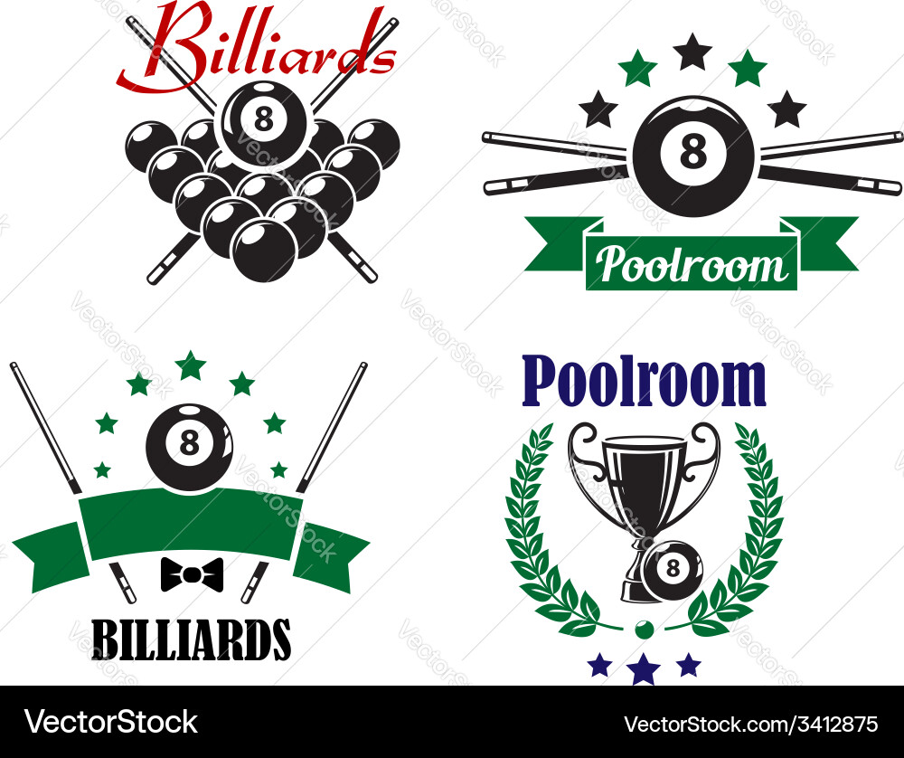 Pool & Billiards Game Badges Royalty Free Vector Image