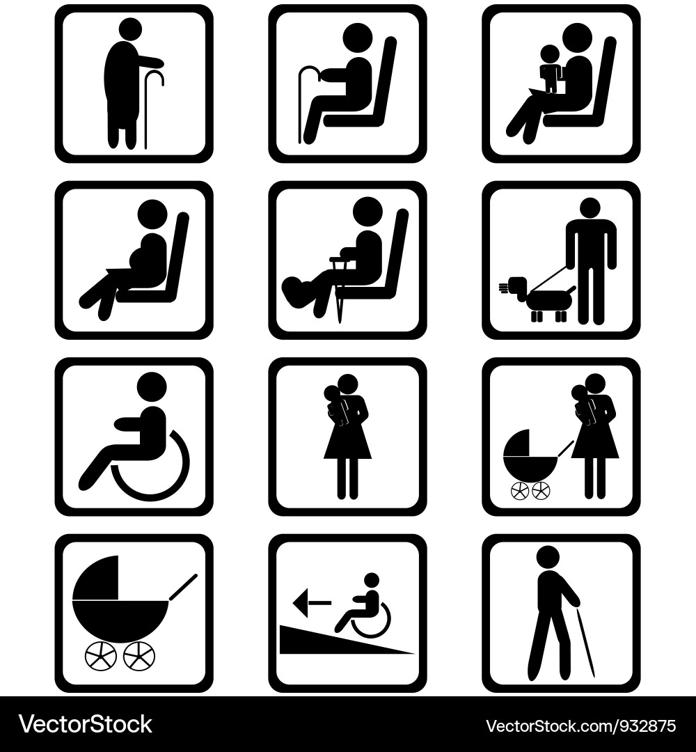 Priority seating area signs Royalty Free Vector Image