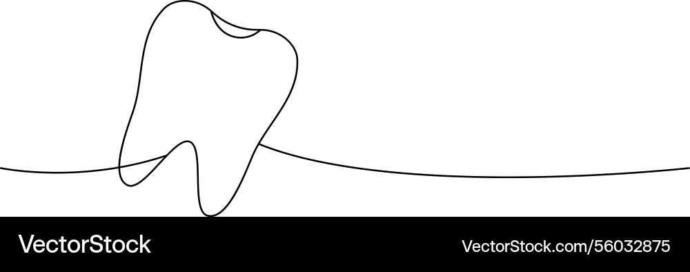 Tooth one line continuous drawing human internal Vector Image