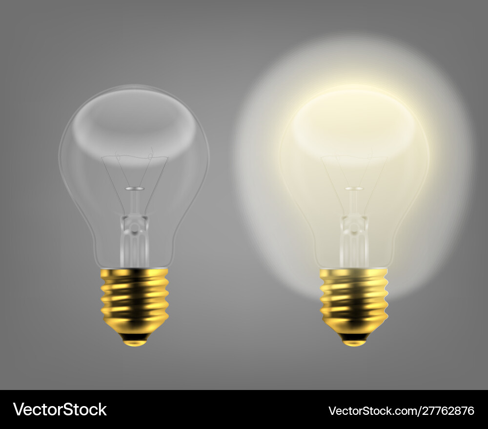 3d realistic turning on and off light bulb Vector Image