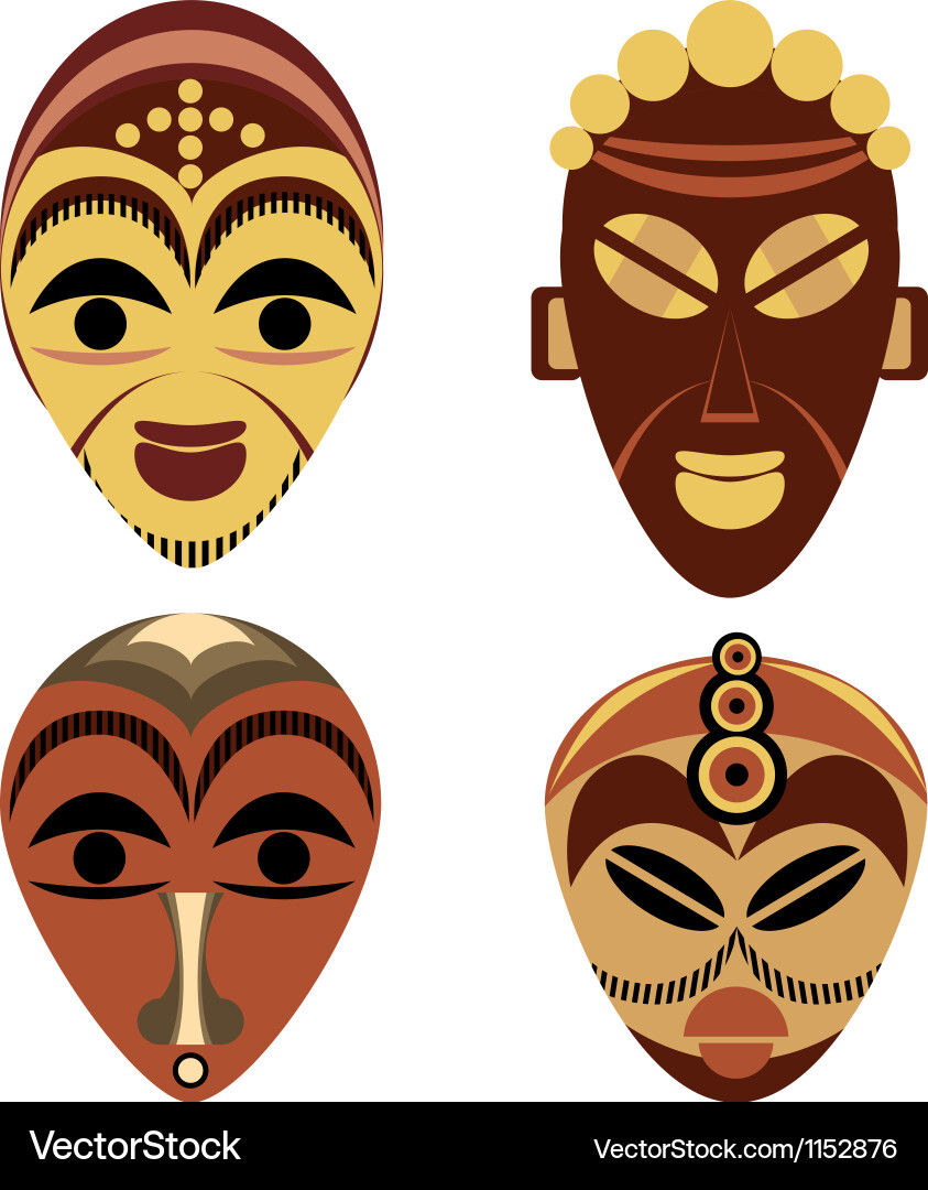 African mask set Royalty Free Vector Image - VectorStock