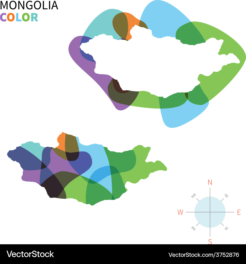 Colorful Mongolia Map Royalty Free Vector Image