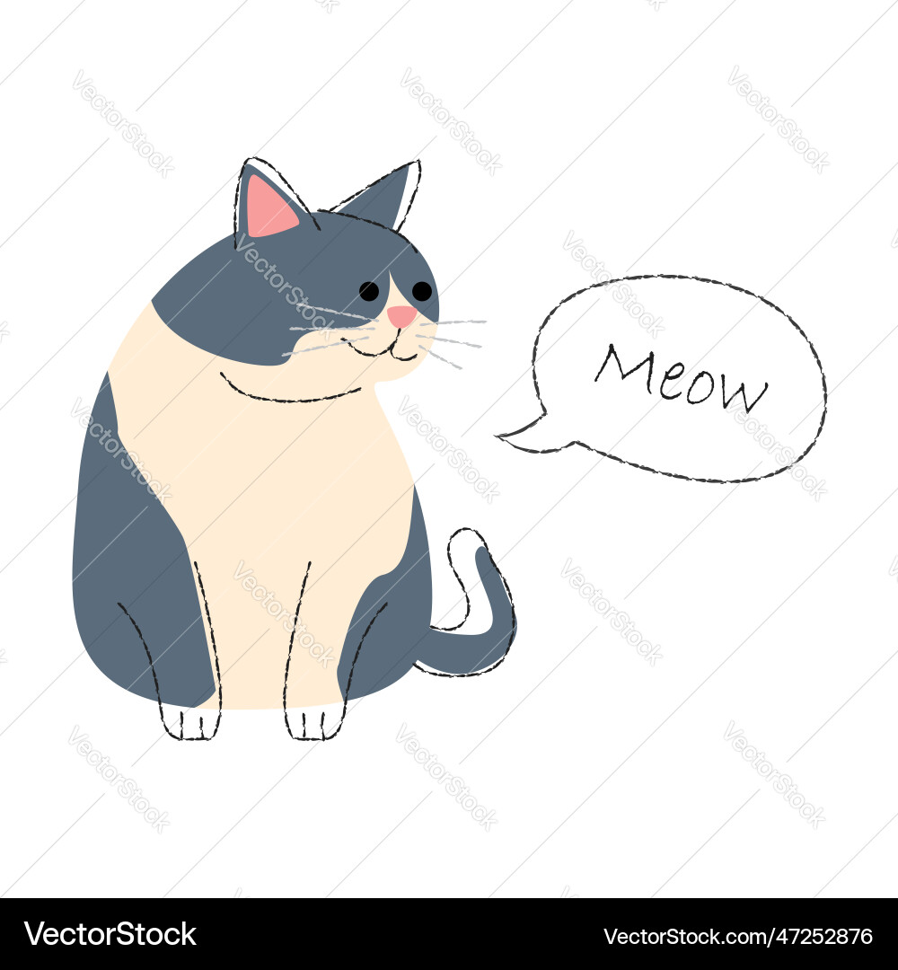 Cute Cartoon Fat Cat Royalty Free Vector Image