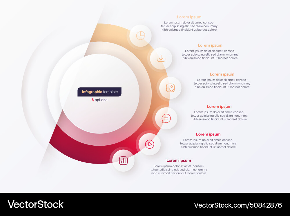 Gradient six option cycle infographic chart Vector Image