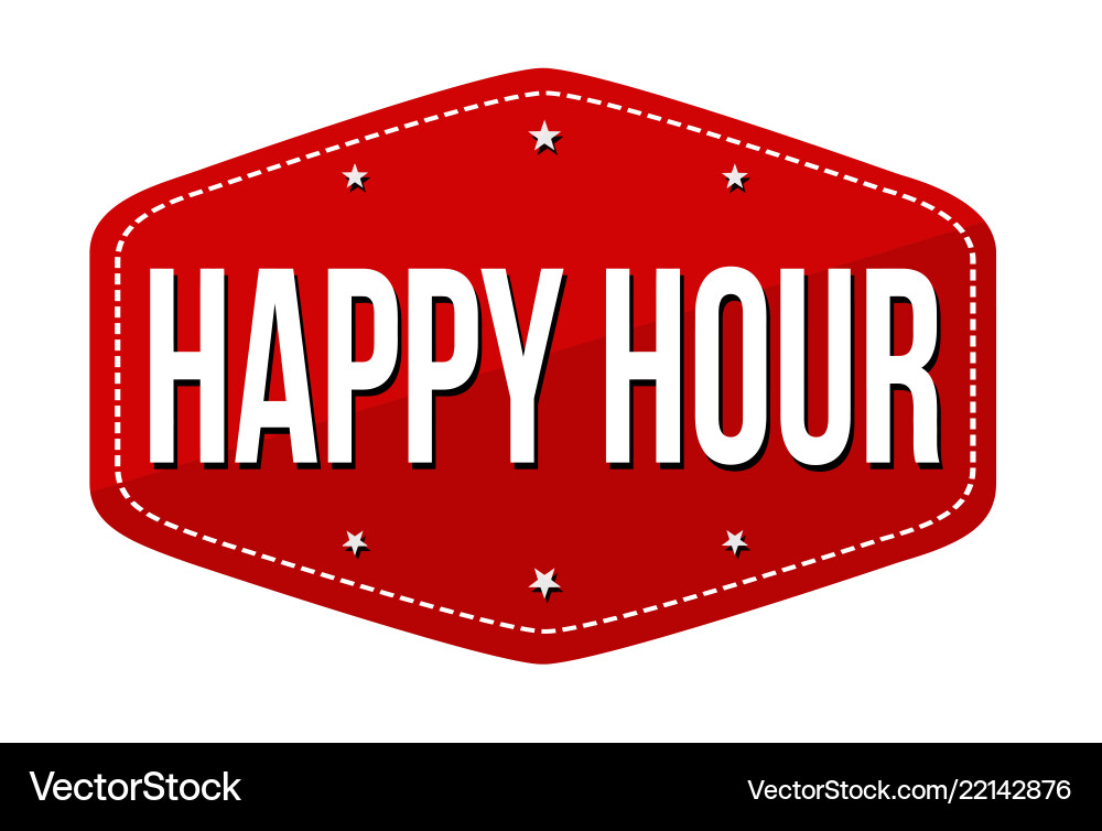 Happy hour label or sticker Royalty Free Vector Image