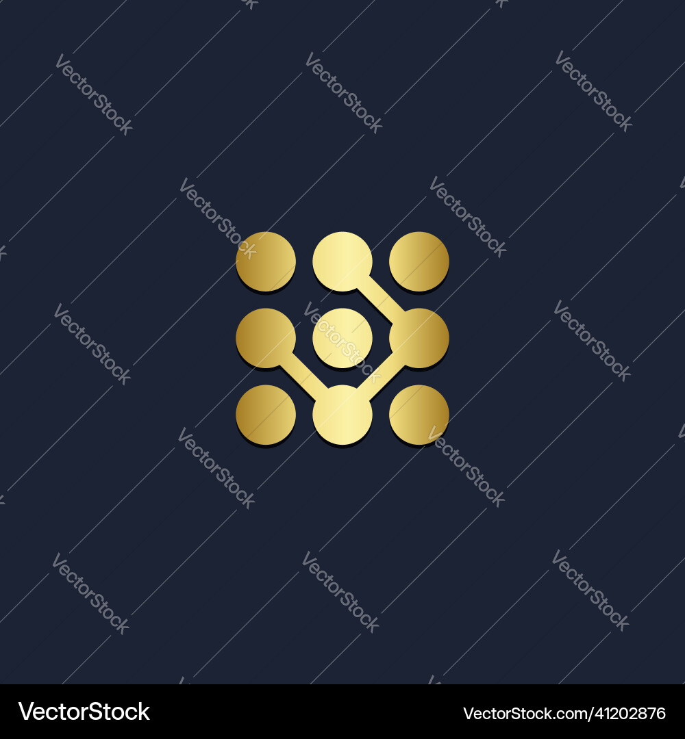 Round connect technology square gold logo Vector Image