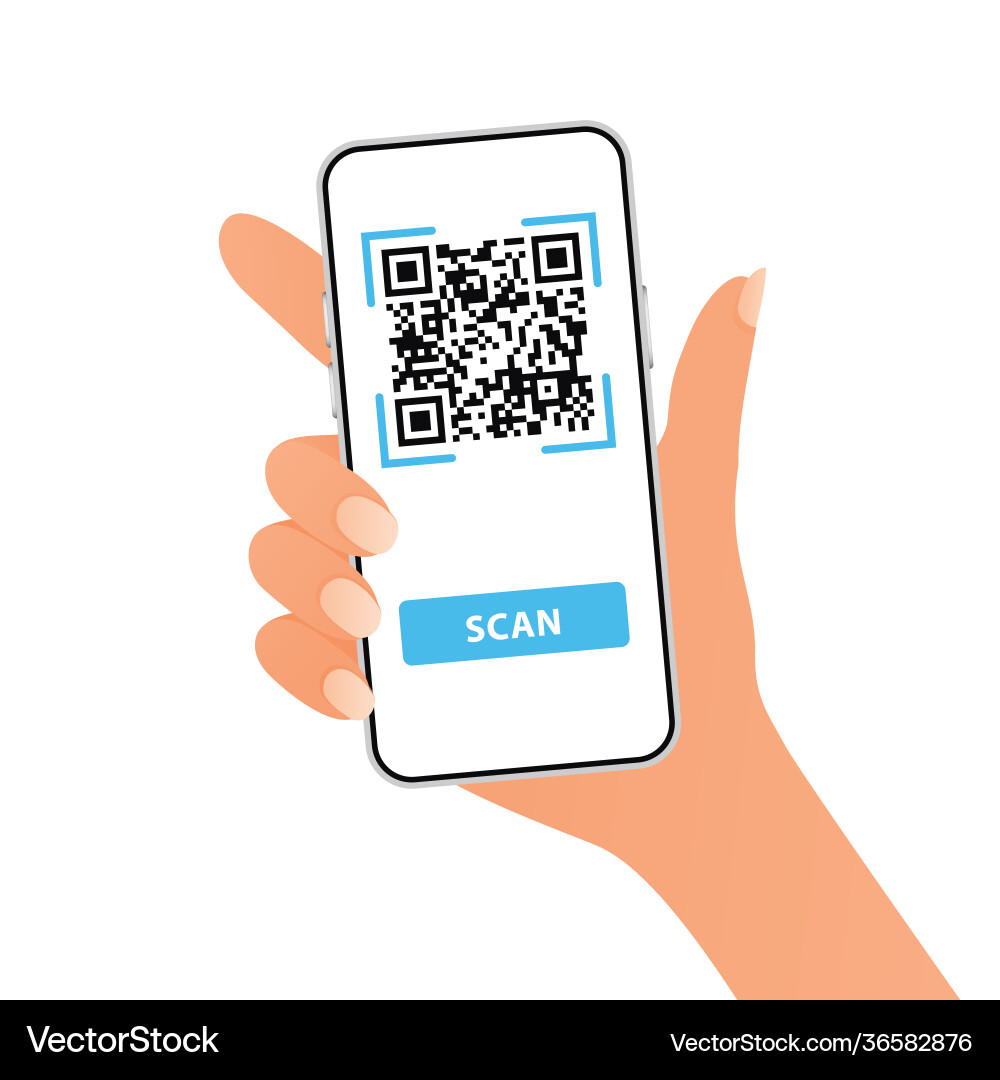 Scan qr code with mobile phone electronic Vector Image