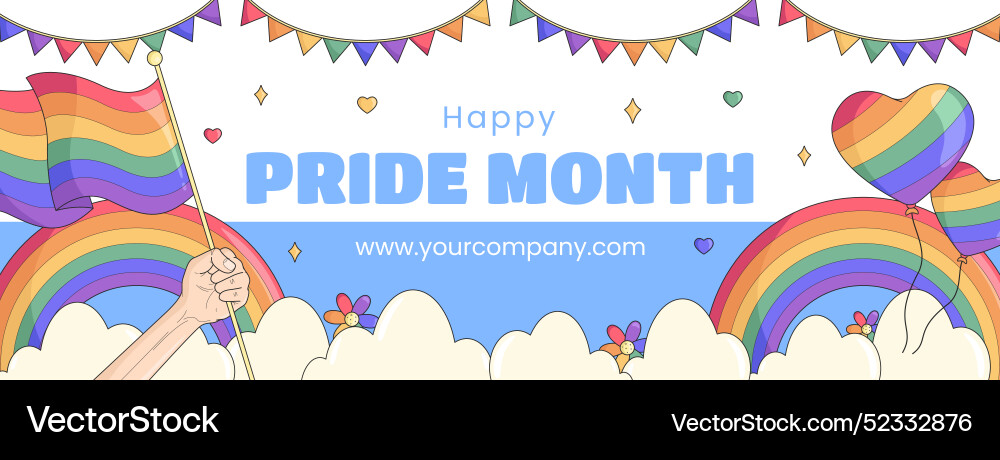 Social media cover template for pride month Vector Image