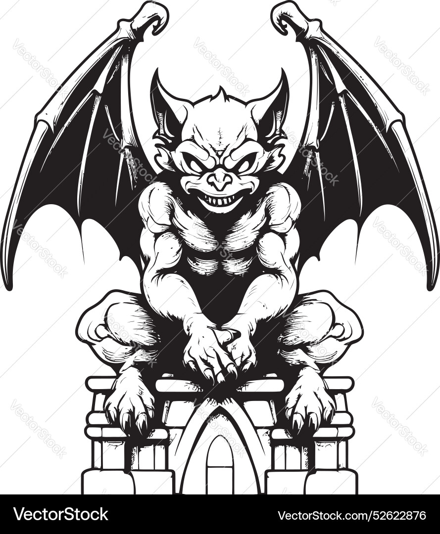Stone sentinel icon depicting gargoyle full body Vector Image
