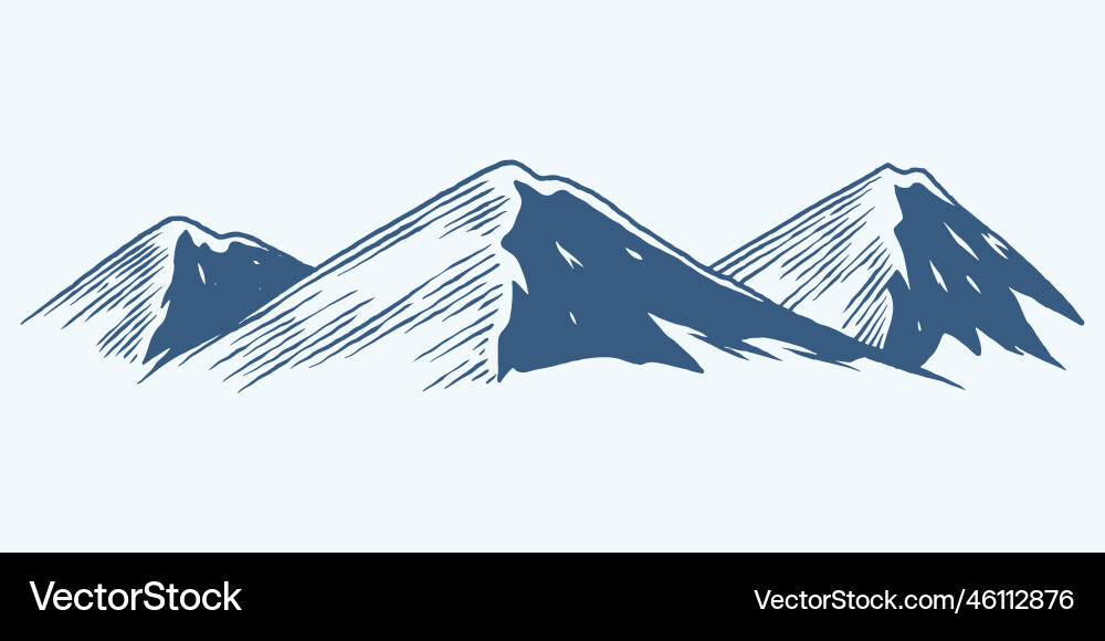 Three hand drawing mountain line up hill plateau Vector Image