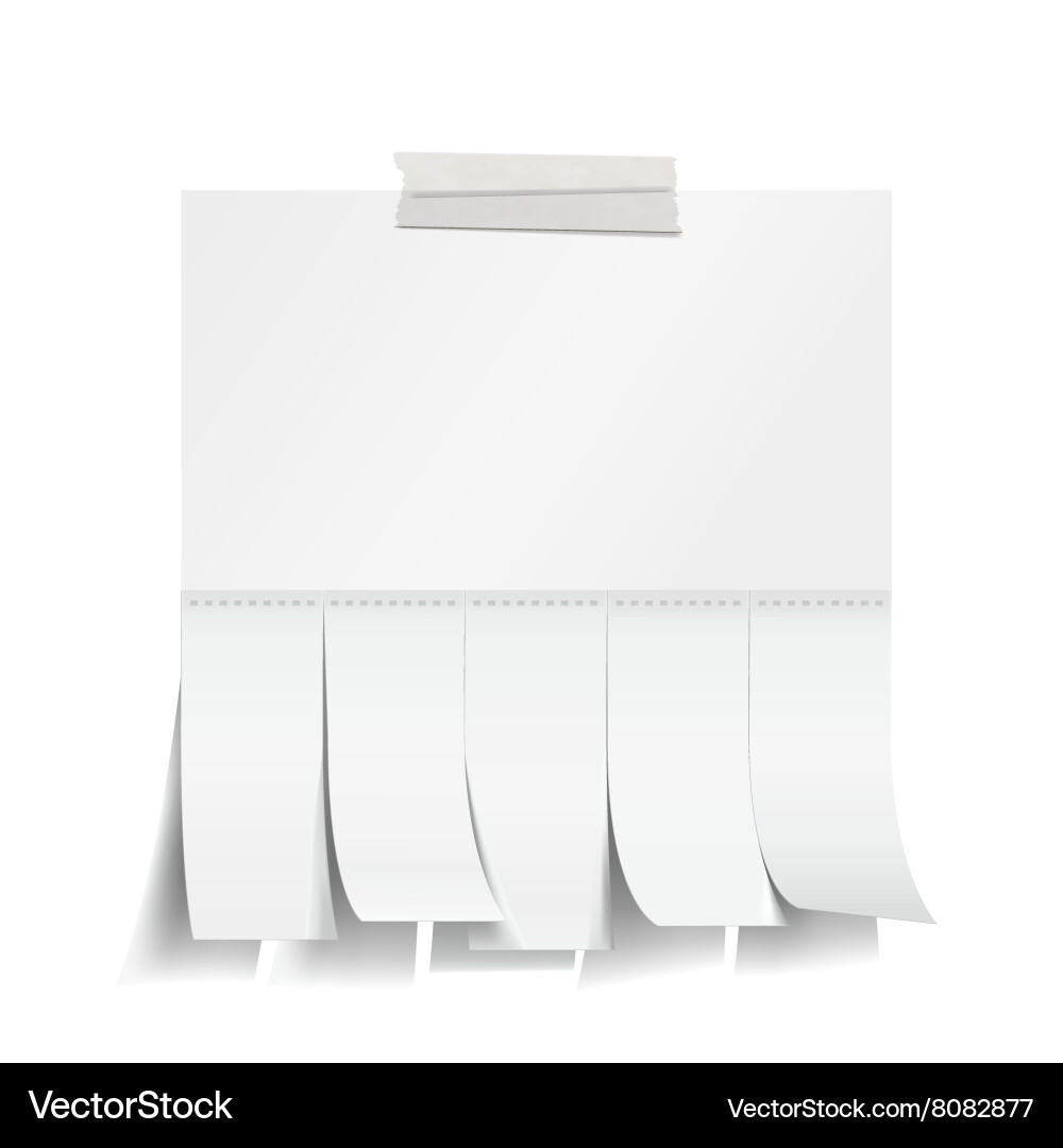 Blank white paper with tear off tabs Royalty Free Vector