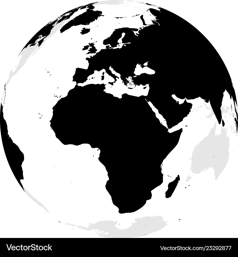 Earth globe with black world map focused Vector Image