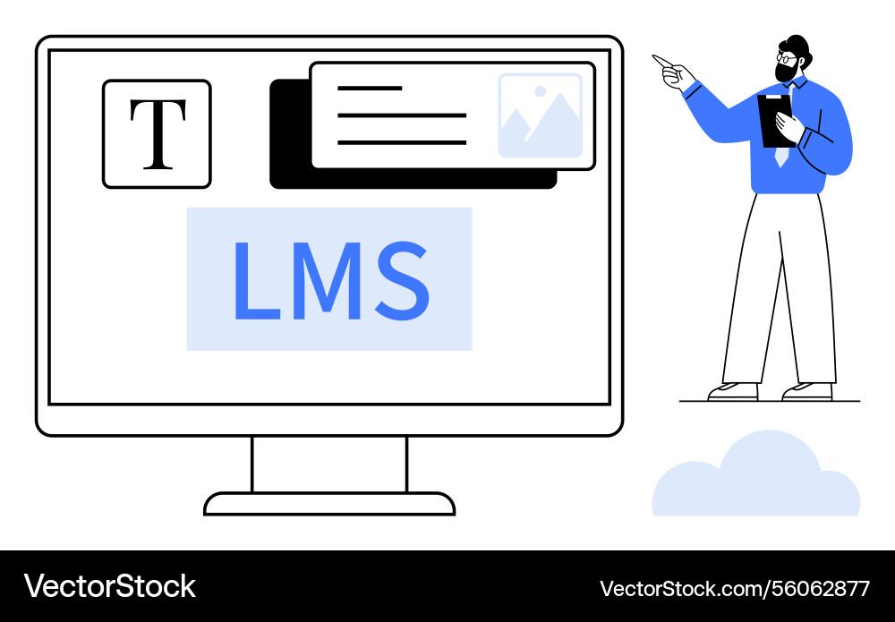 Educator presenting learning management system Vector Image