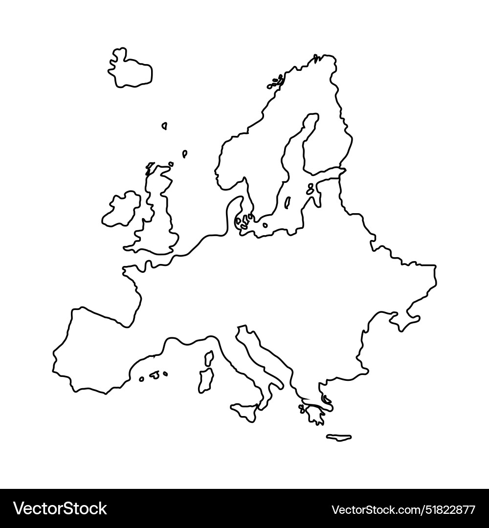 Europe hand drawn map continent silhouette Vector Image