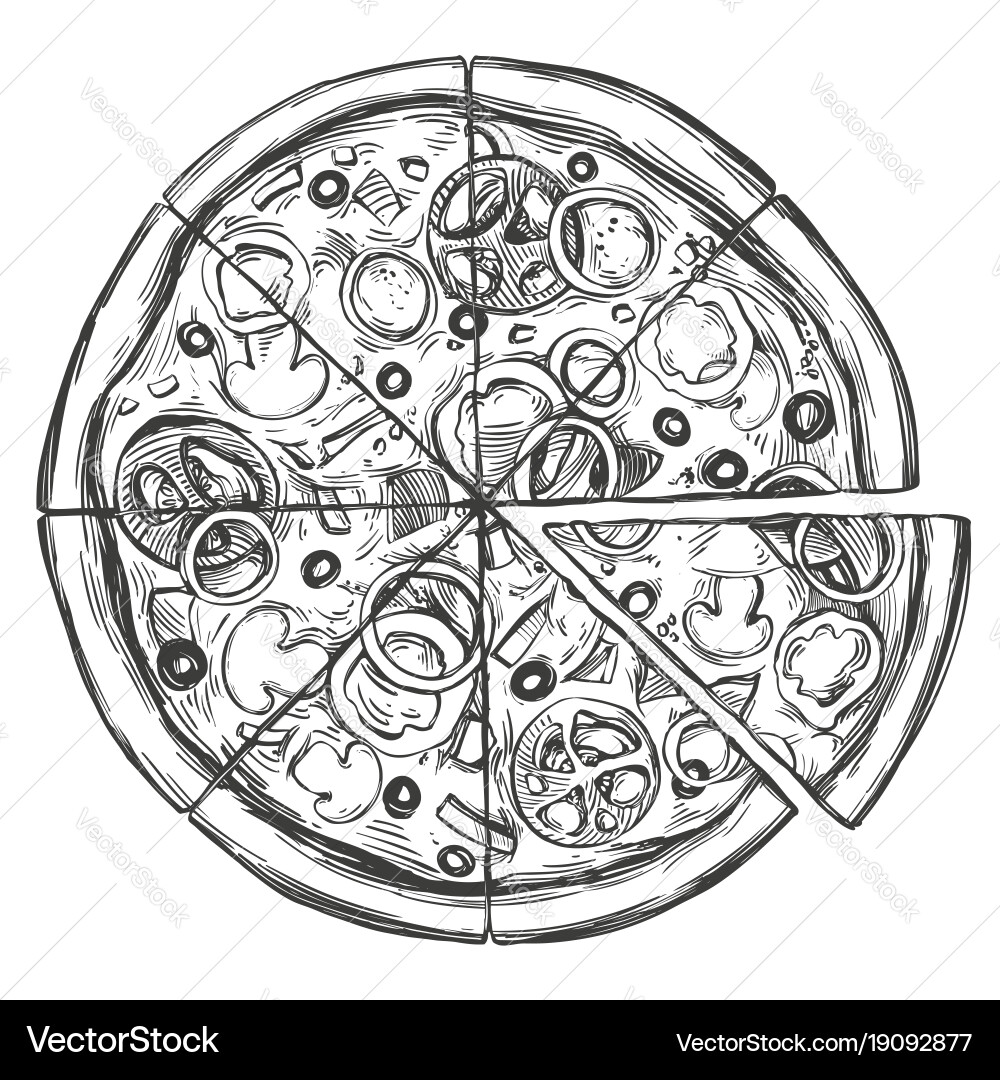 Italian pizza design template hand drawn Vector Image