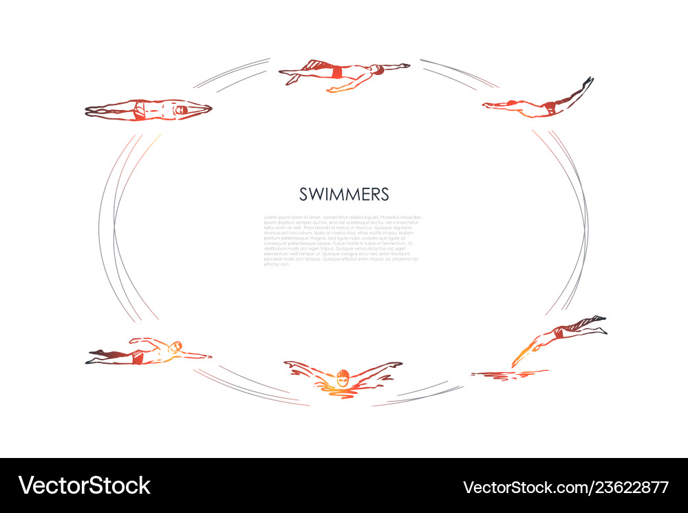 Male Swimmers - Dynamic Pose Set Royalty Free Vector Image