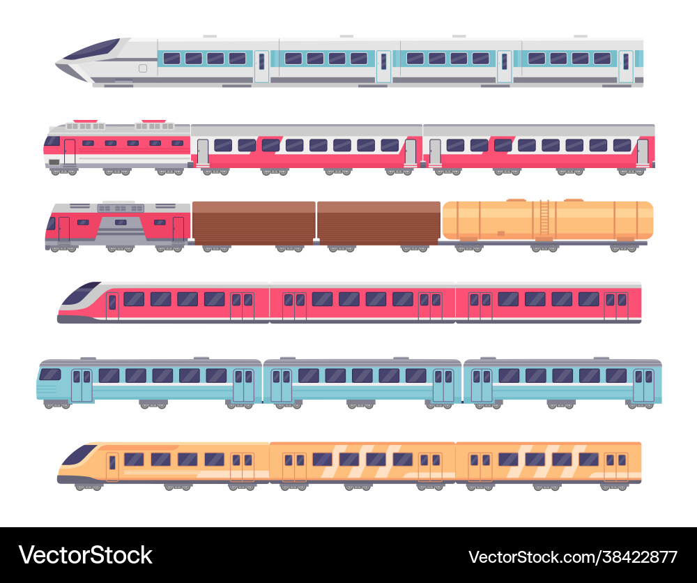 Passenger trains cartoon subway express Royalty Free Vector
