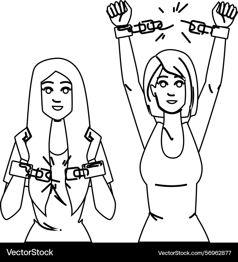 Resilience hands breaking chain woman Royalty Free Vector