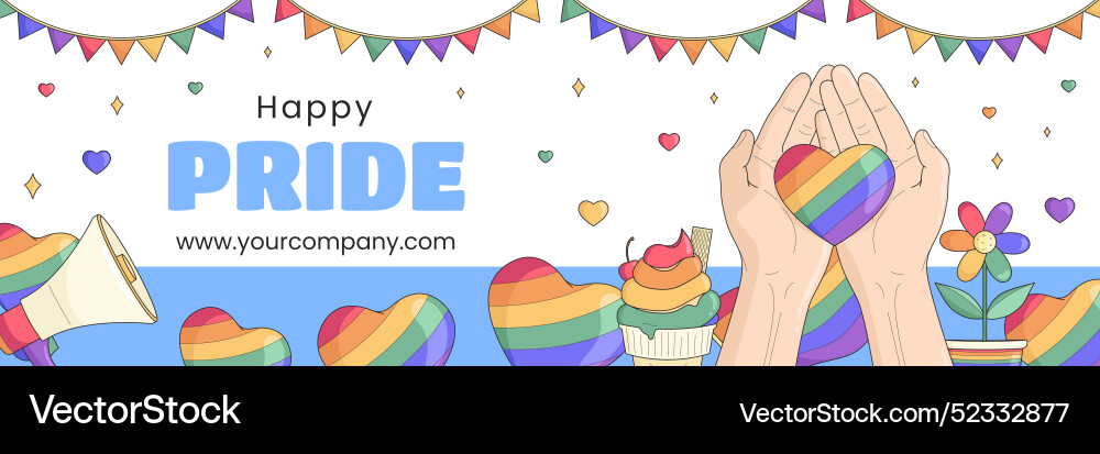 Twitter header template for pride month Royalty Free Vector