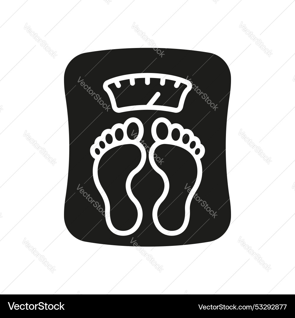 Weight control silhouette icon footprints Vector Image