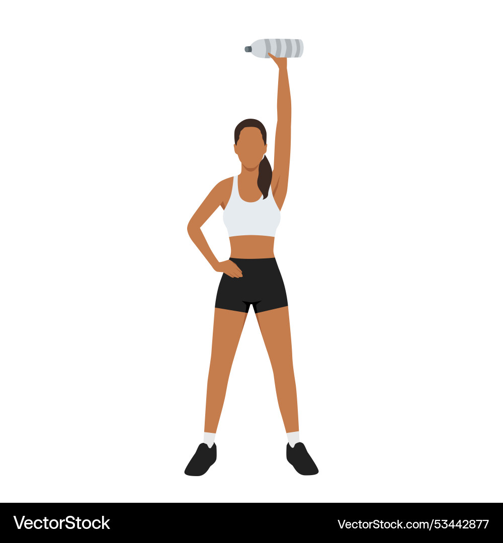 Young woman doing single arm overhead press with Vector Image