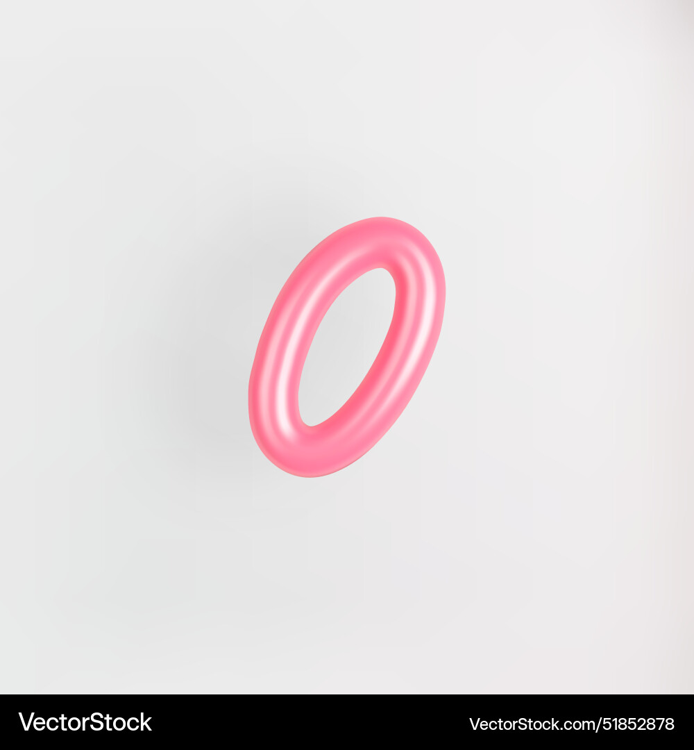 3d pink script lowercase letter o on light Vector Image