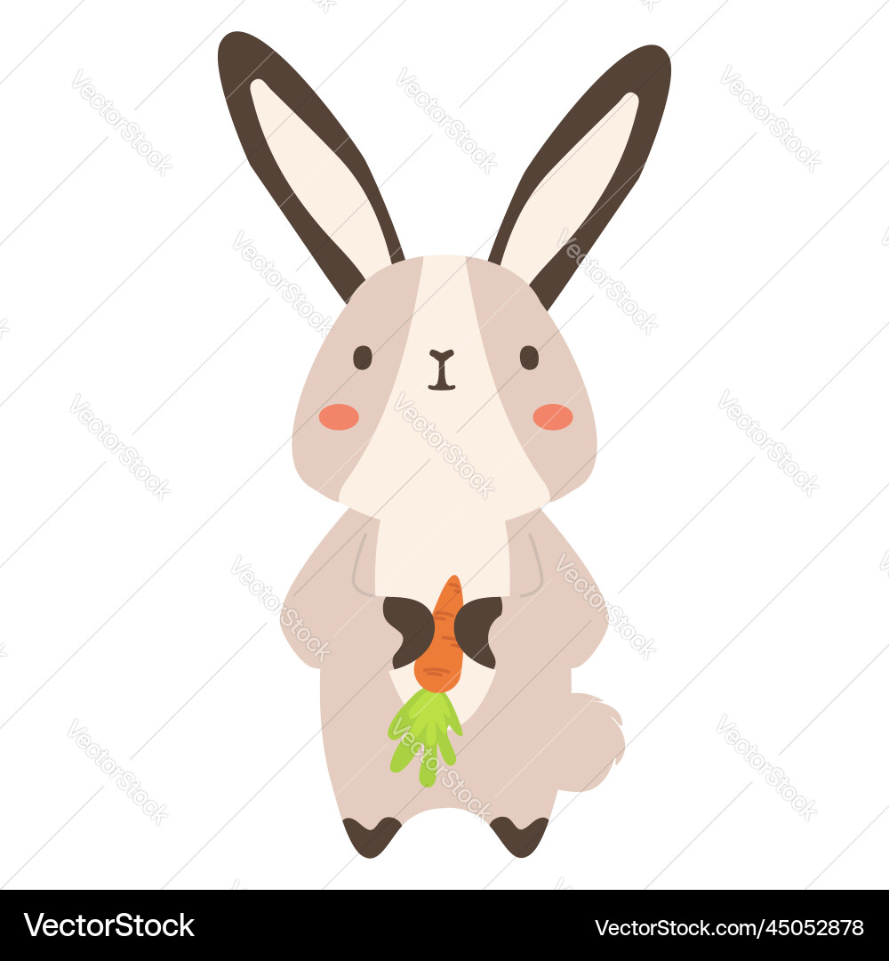 Adorable bunny eating a carrot Royalty Free Vector Image
