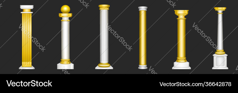 Ancient white and gold greek columns Royalty Free Vector