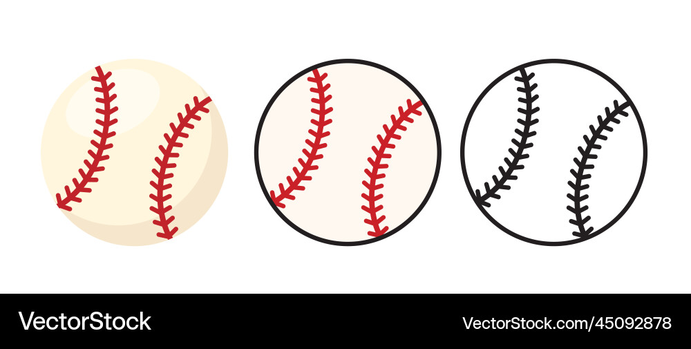 Baseball Ball Set Royalty Free Vector Image - VectorStock