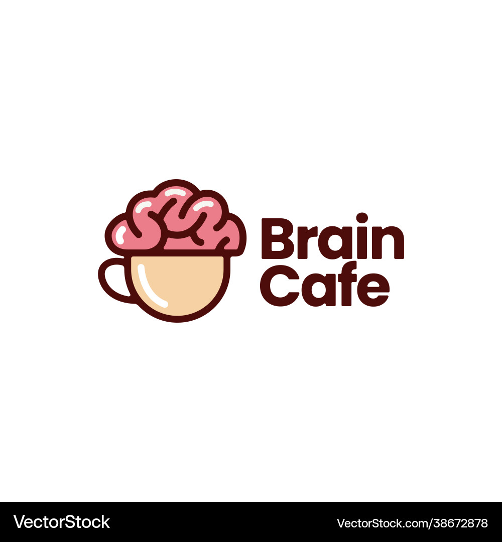 Brain Cafe Logo Brain Coffee Logo Vector Icon Illustration Stock