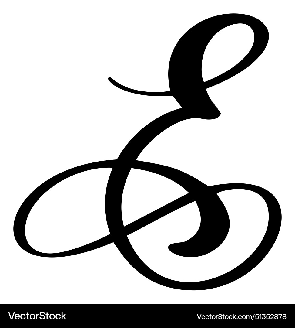 Calligraphy hand drawn letter e logo Royalty Free Vector